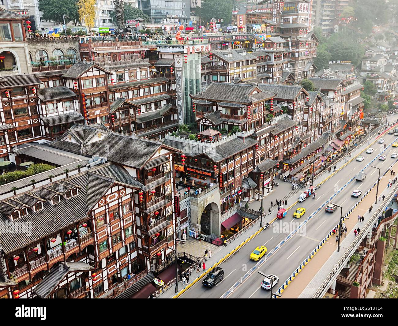 Chongqing, China. 31st Dec, 2024. Hongya Cave (Hong Ya Dong) is a ...