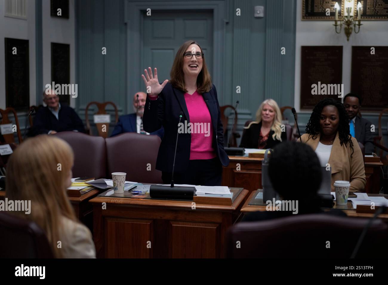 U.S.-Rep.-elect Sarah McBride, D-Del., gives her farewell speech on the ...
