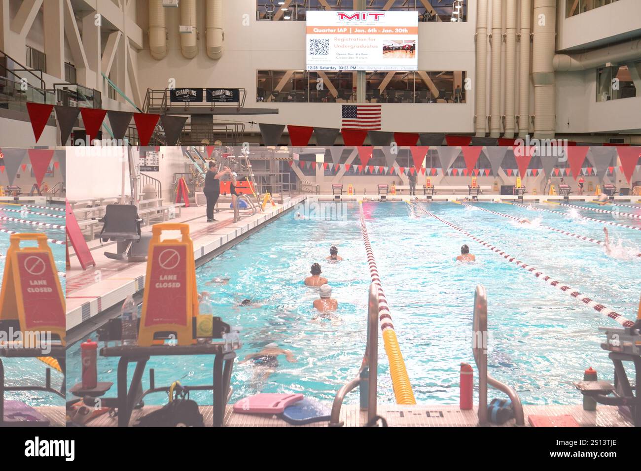 Boston, Massachusetts, USA. 28th Dec, 2024. People swim in the campus ...