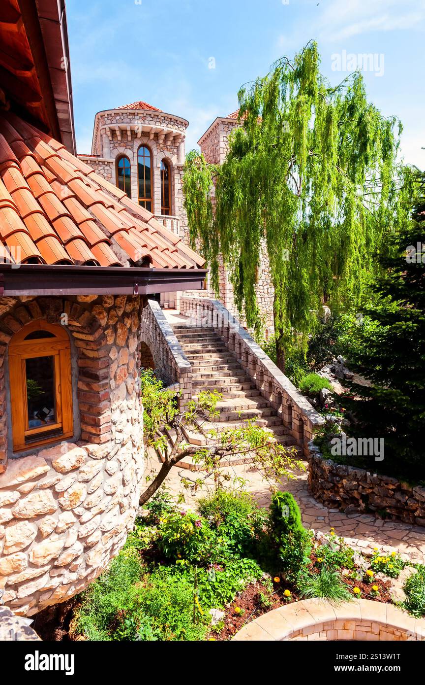Architectural details of the stone castle in Mediterranean style Stock ...