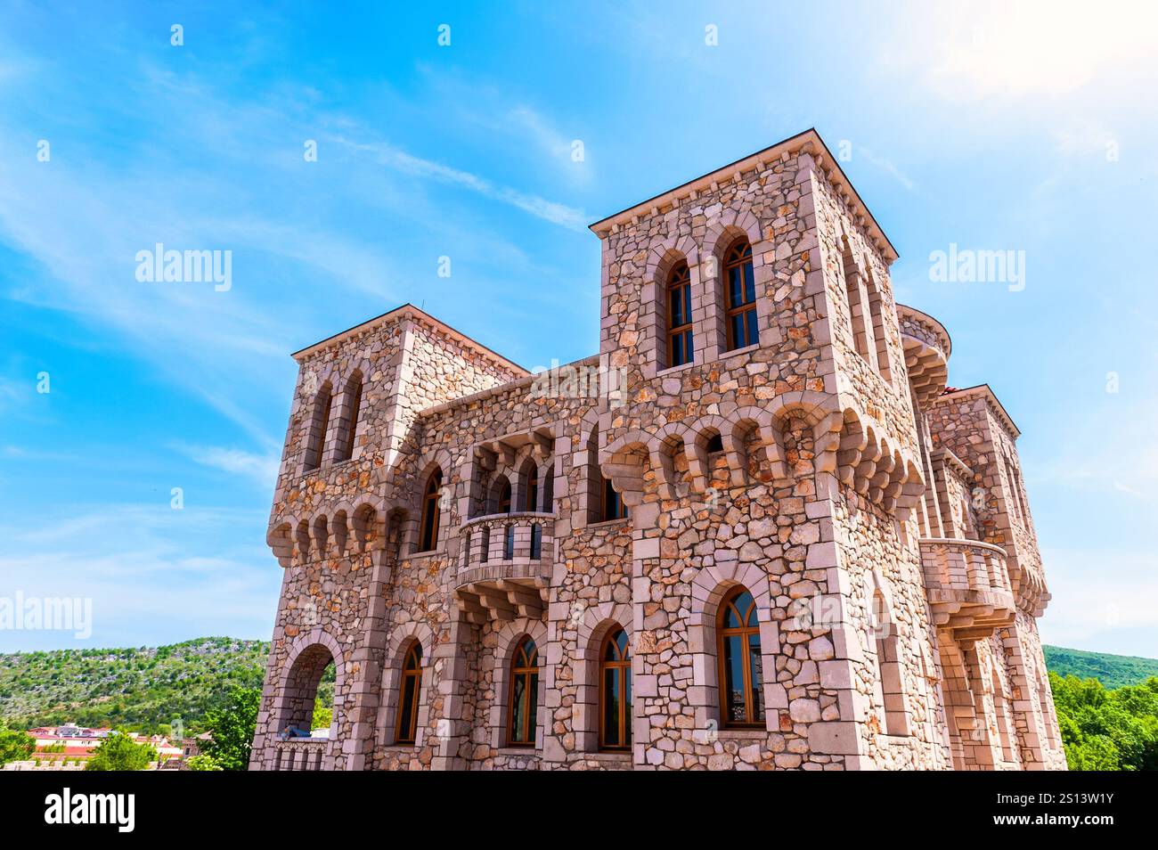 Architectural details of the stone castle in Mediterranean style Stock ...