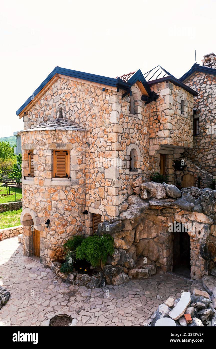 Architectural details of the stone castle in Mediterranean style Stock ...