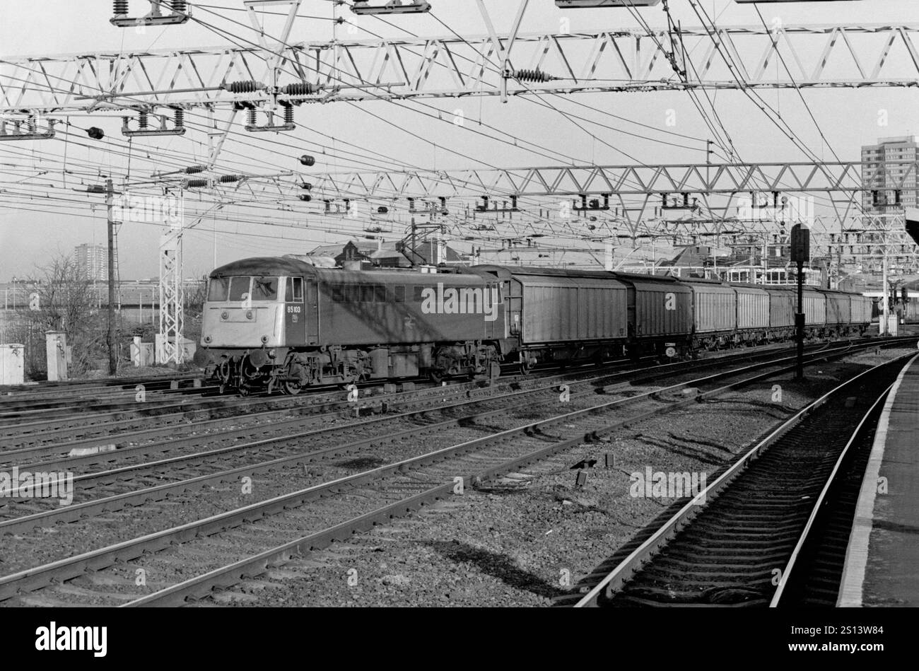 A Class 85 electric locomotive number 85103 working a freight train ...
