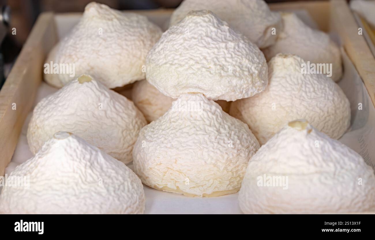 Cheese collection, French Meringue de Chevre pyramid cheese made from ...