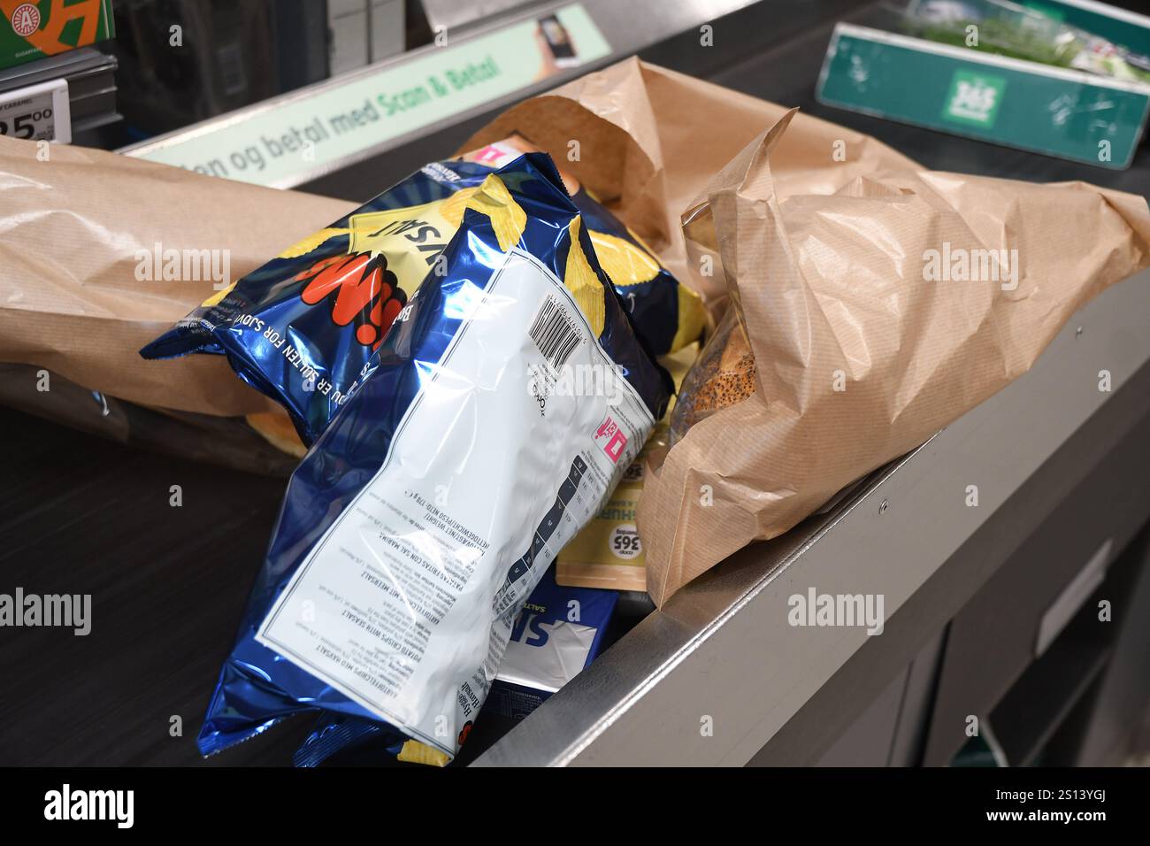 Copenhagen, Denmark/31 DECEMBER 2024/Grocery and receipt for grocery ...