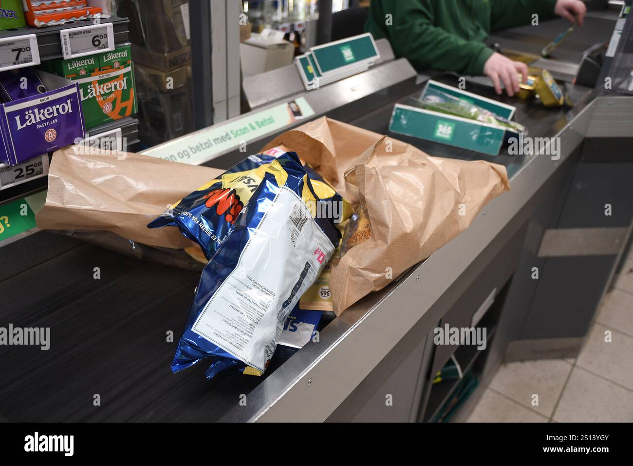 Copenhagen, Denmark/31 DECEMBER 2024/Grocery and receipt for grocery ...