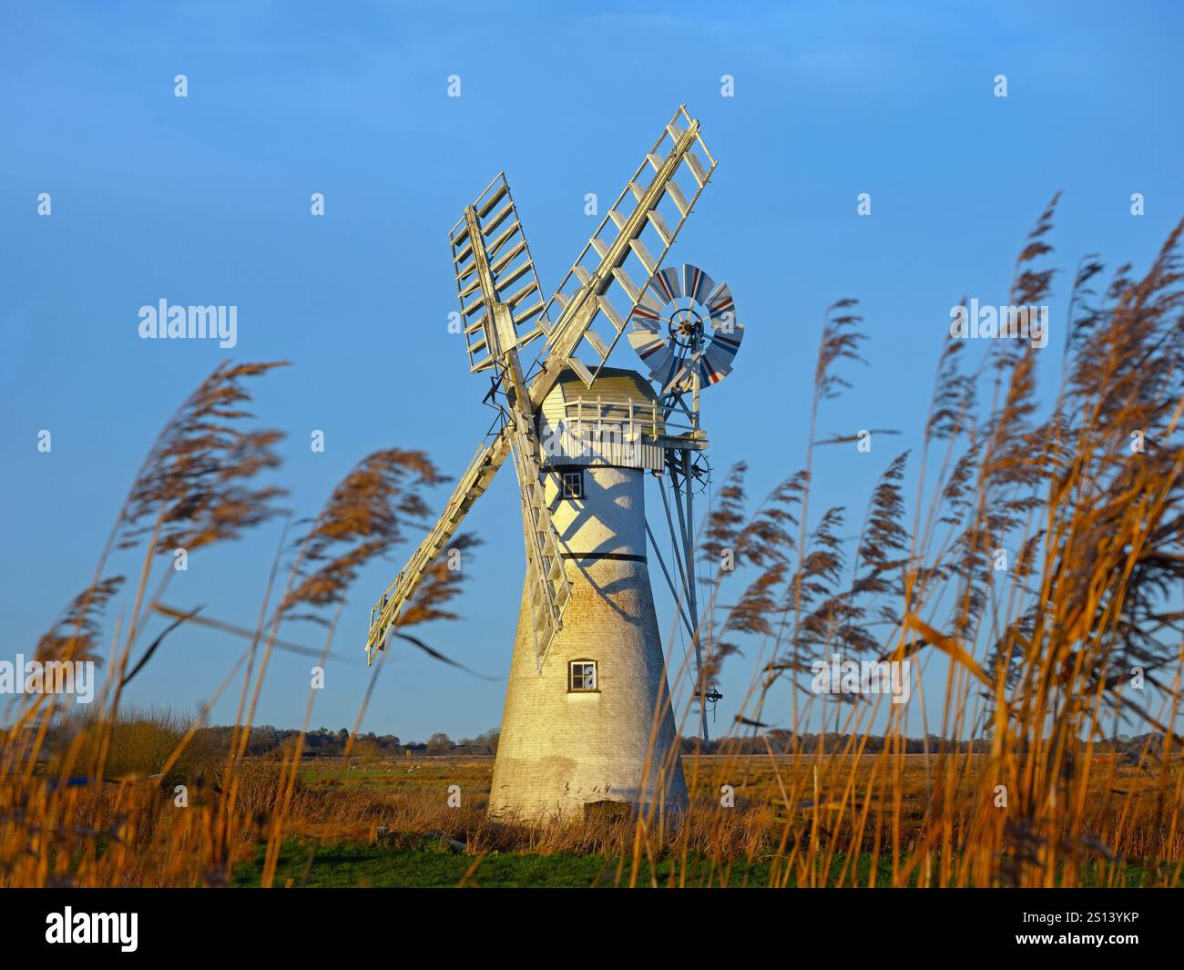 Thurne Windmill on the River Thurne Norfolk Broads National Park ...