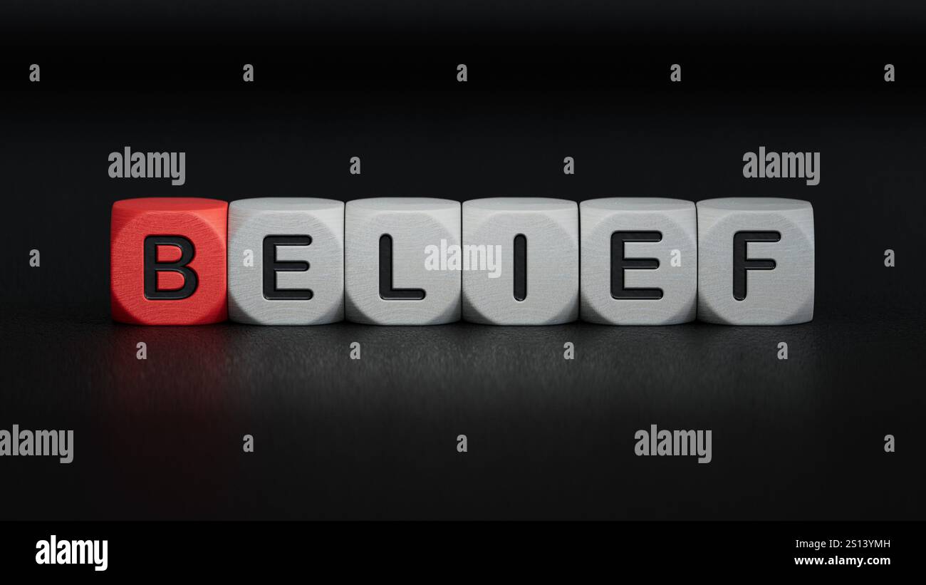 Belief symbol. Concept word Belief on wooden cubes.Business and Belief ...
