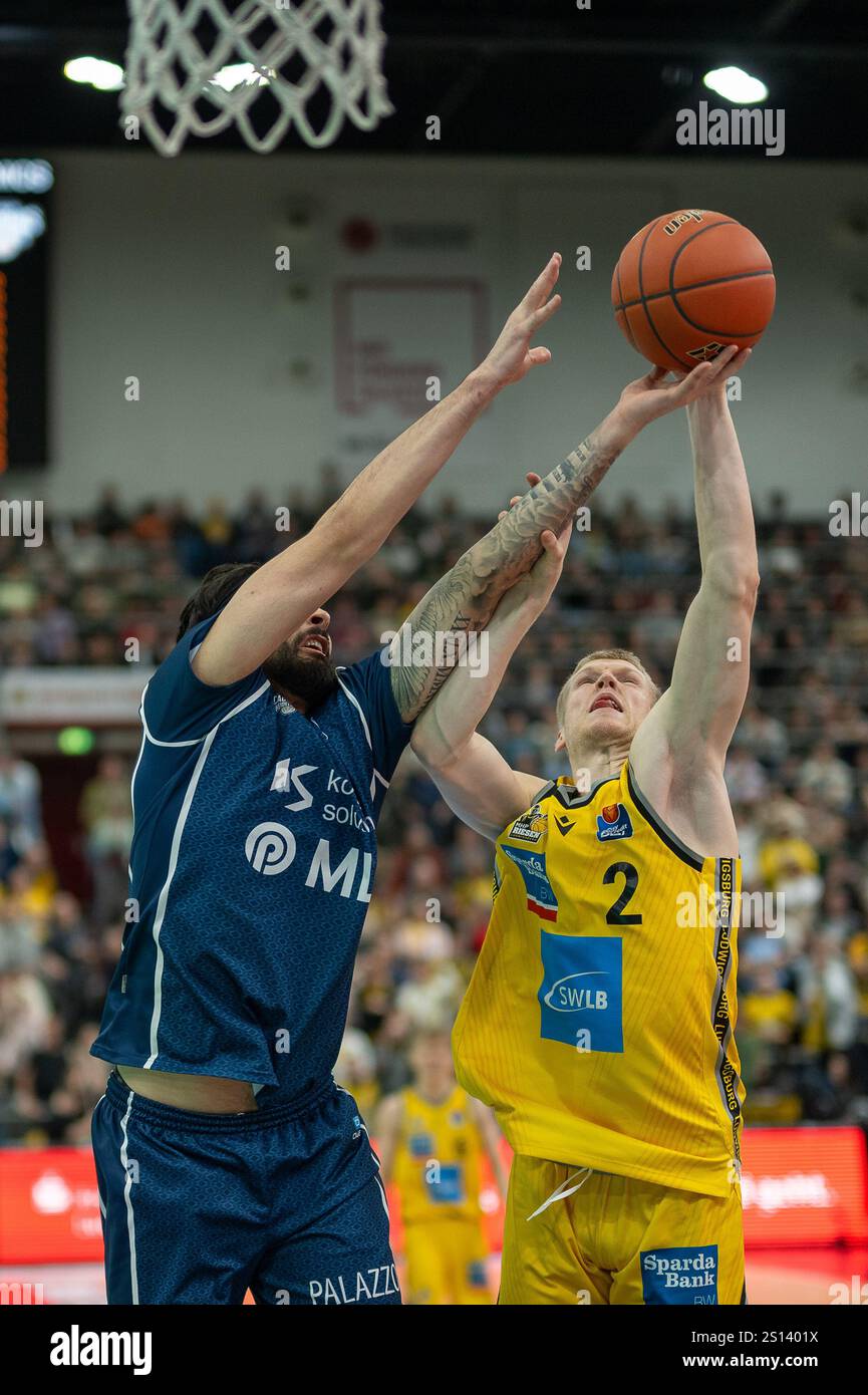 Mateo Seric (MLP Academics Heidelberg, #21), Jacob Patrick (MHP Riesen Ludwigsburg, #02), GER ...