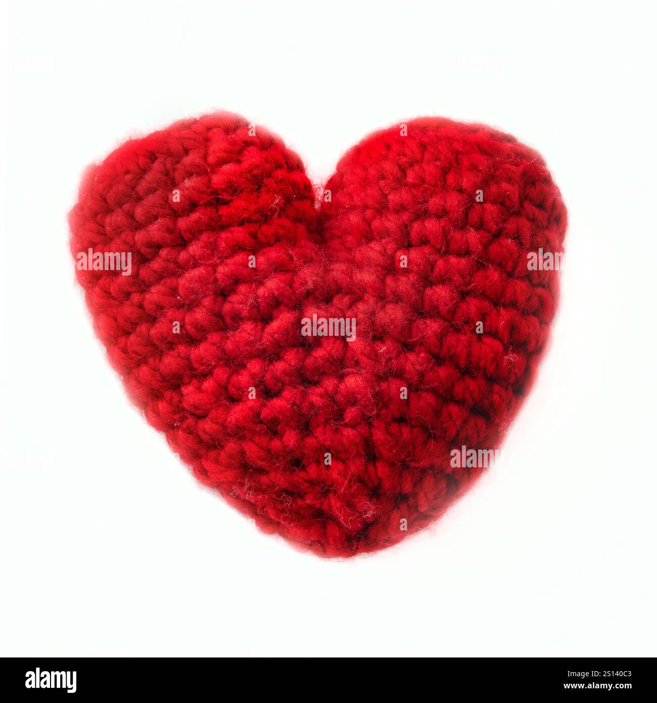 Beautiful red wool heart handmade isolated on white background Stock ...