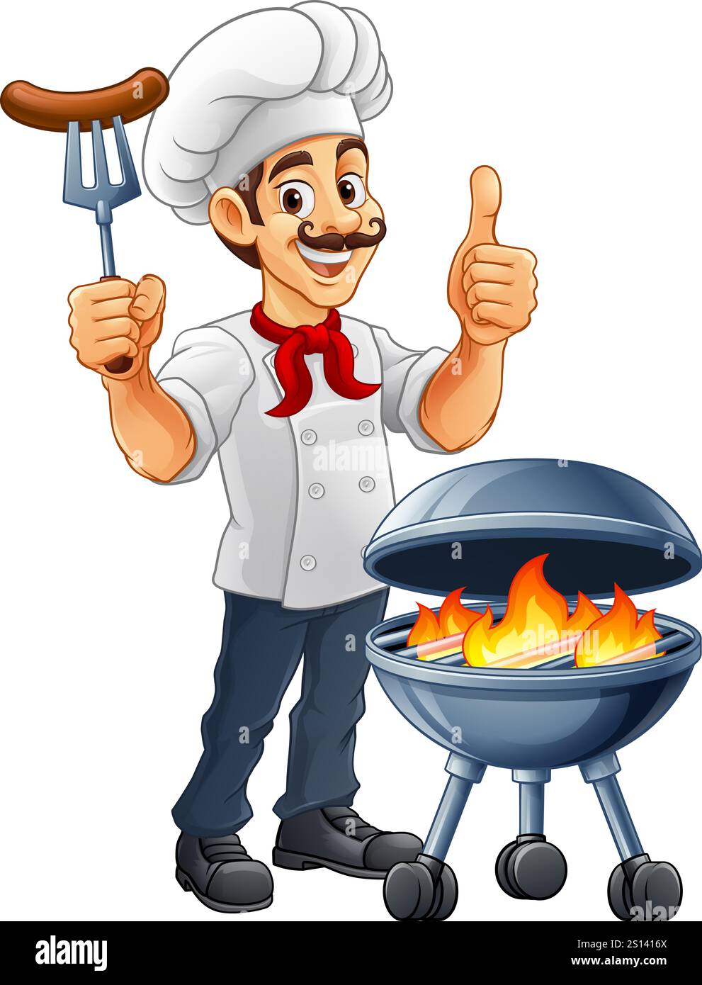 Chef Cartoon Barbecue Cook Man Mascot Character Stock Vector Image ...