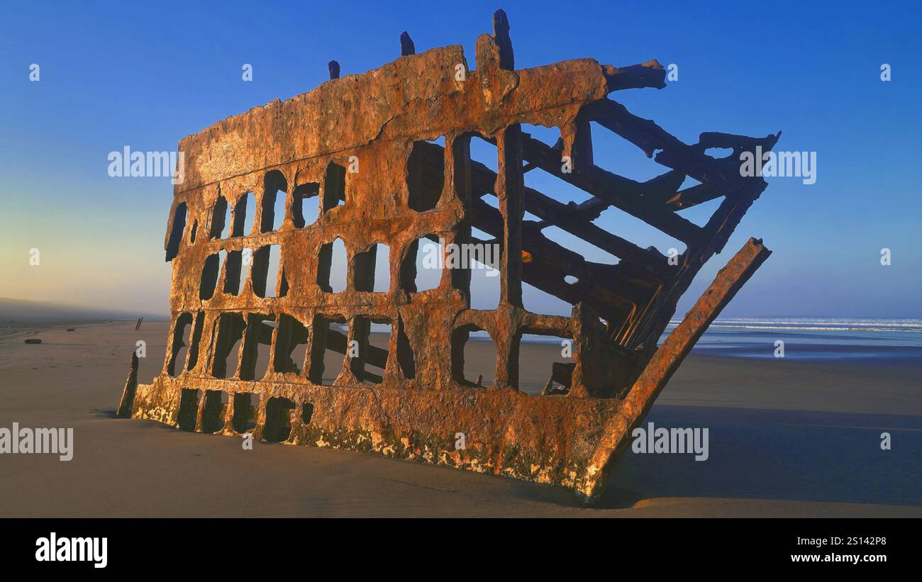 Omaha Beach, rusty landing ship, France, Normandy Stock Photo - Alamy