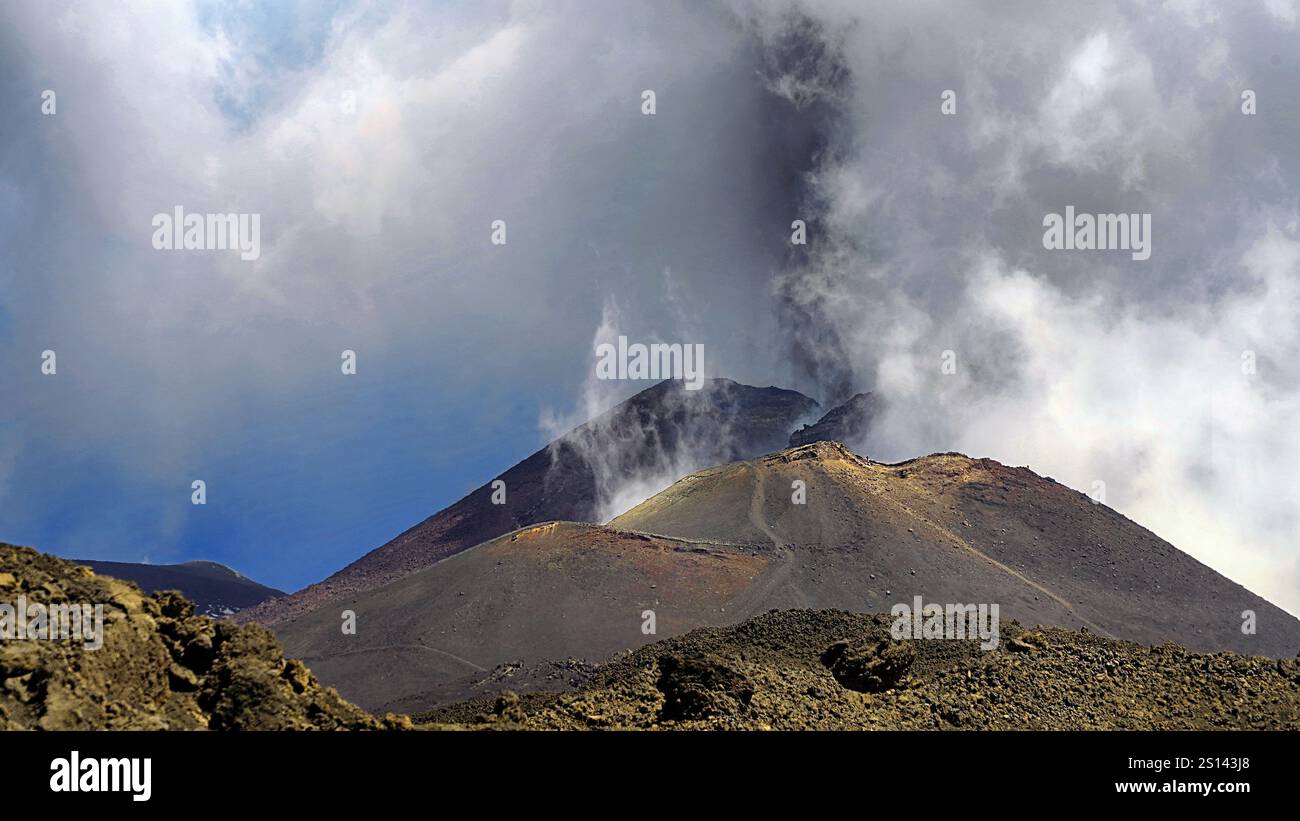 The active volcano Etna in Sicily before the eruption, Italy, Sicilia ...