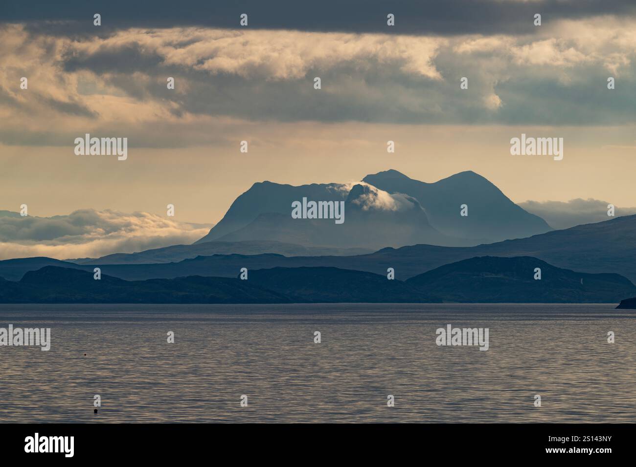 Sunrise over the Assynt mountains - taken from the Calmac ferry as it ...