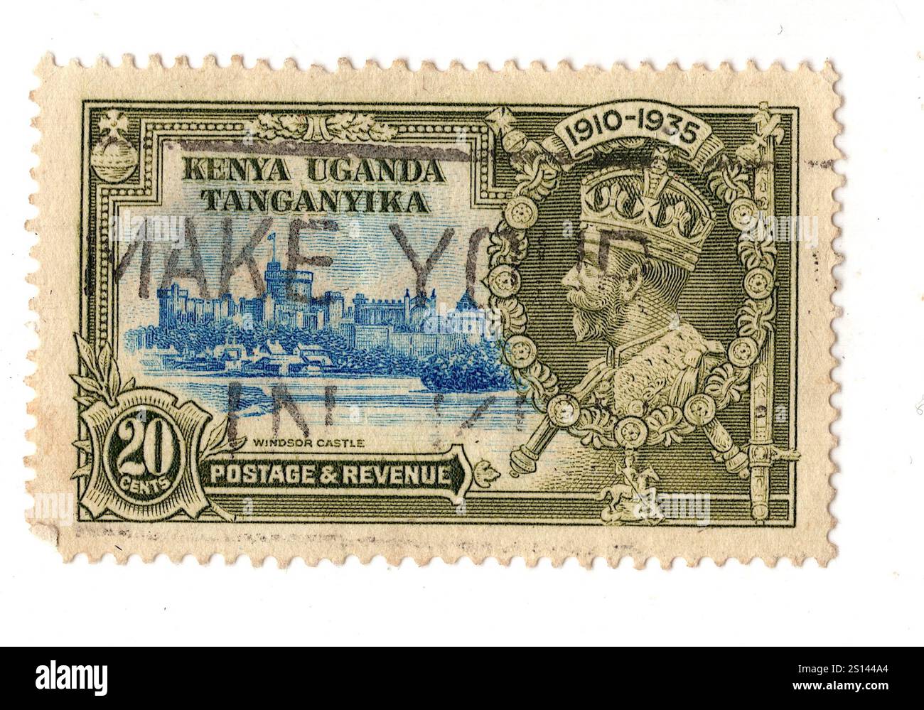 A vintage king George V postage stamp from Kenya, Uganda and Tanganyika ...