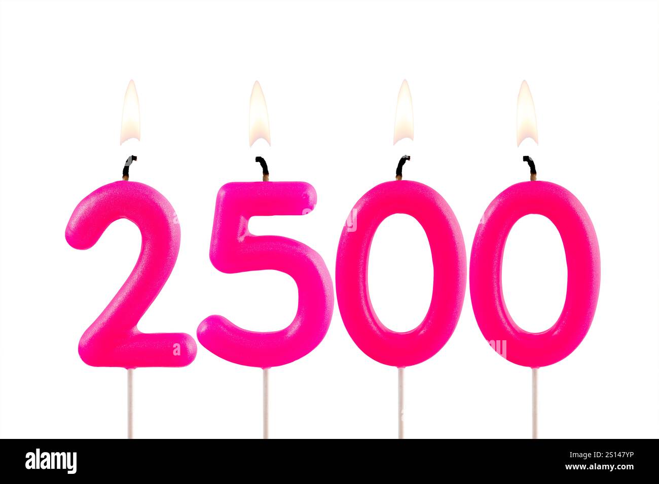 Candles forming the number 2500 - white background Stock Photo - Alamy