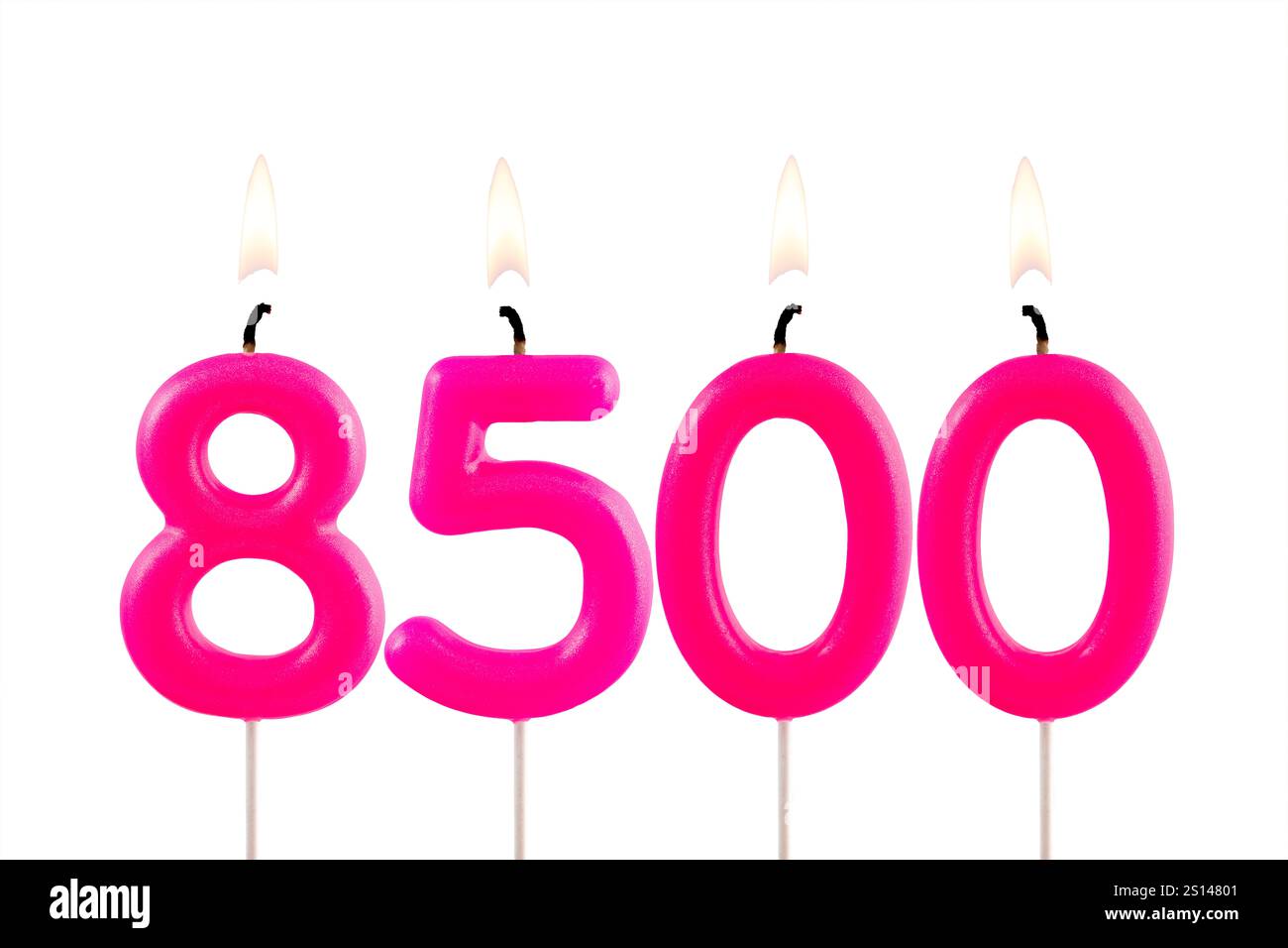 Candles forming the number 8500 - white background Stock Photo - Alamy