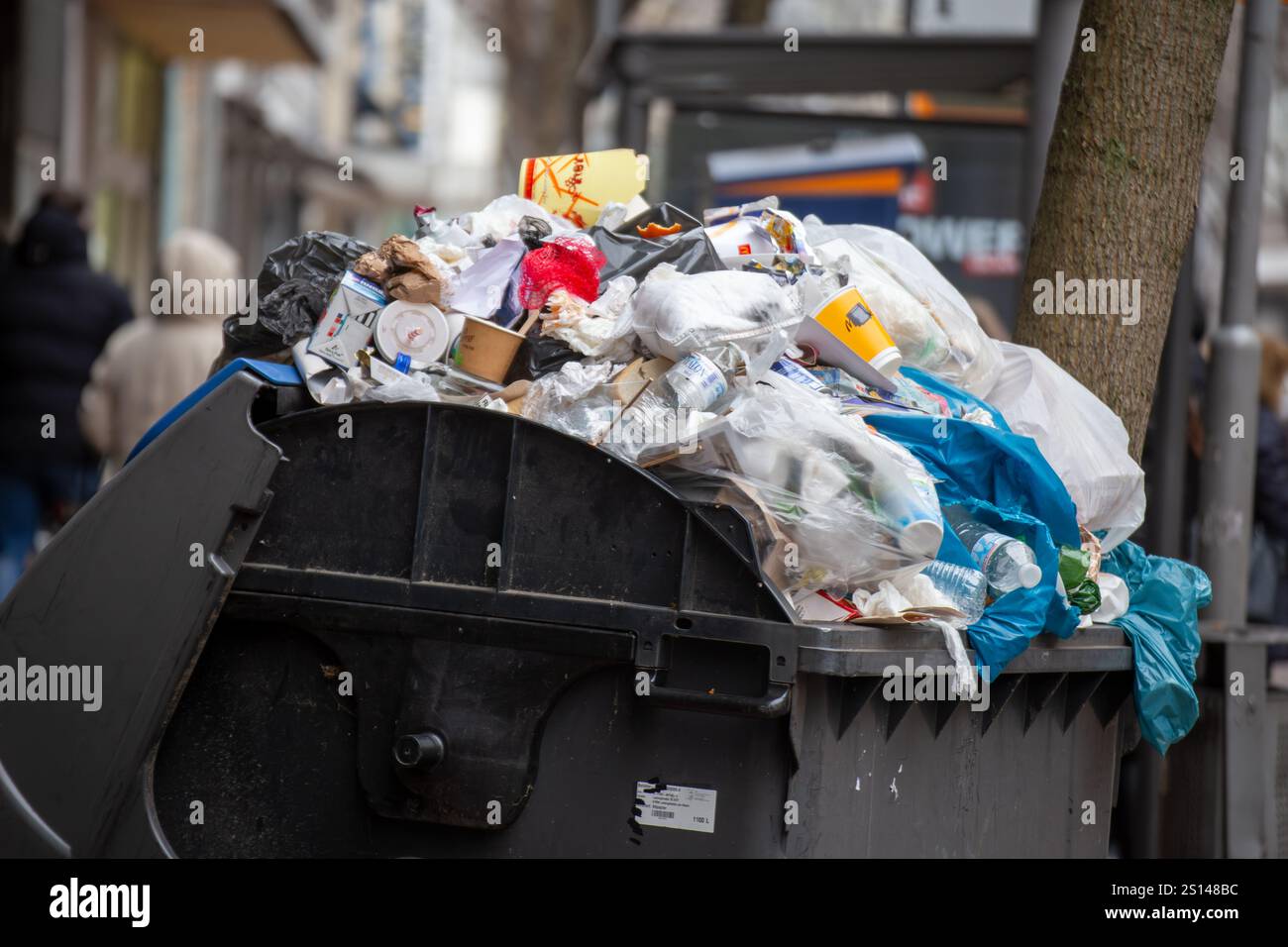 Residual waste bin is ready for emptying at the street Stock Photo - Alamy