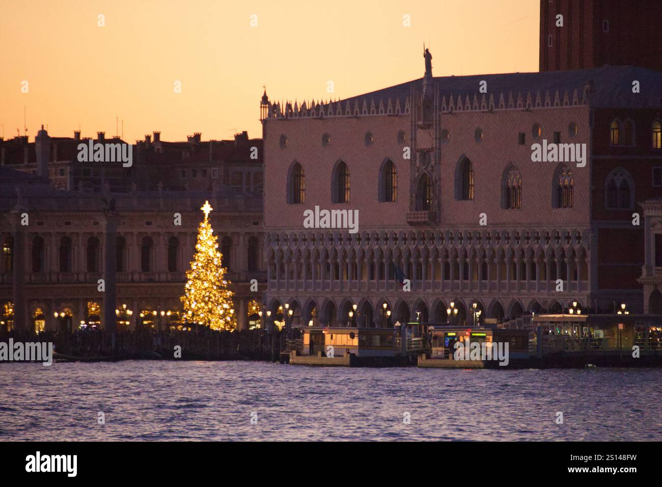 Venice, Italy. December 27, 2024. Christmas tree in the Piazza San ...