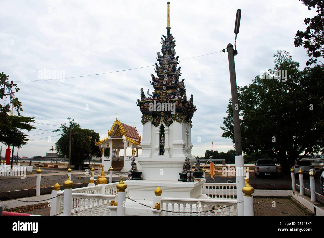 Ancient porcelain glazed tiles stupa chedi mon raman style and antique ...