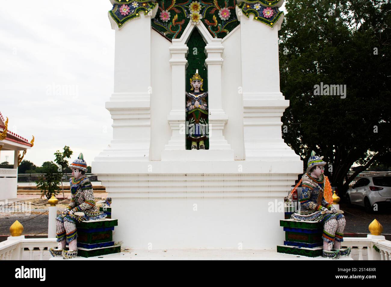 Colorful porcelain glazed tiles deity soldier statue or angel warrior ...