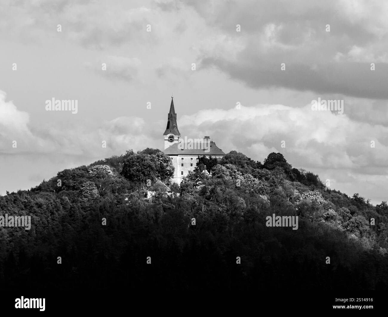 White cloud on green Black and White Stock Photos & Images - Alamy