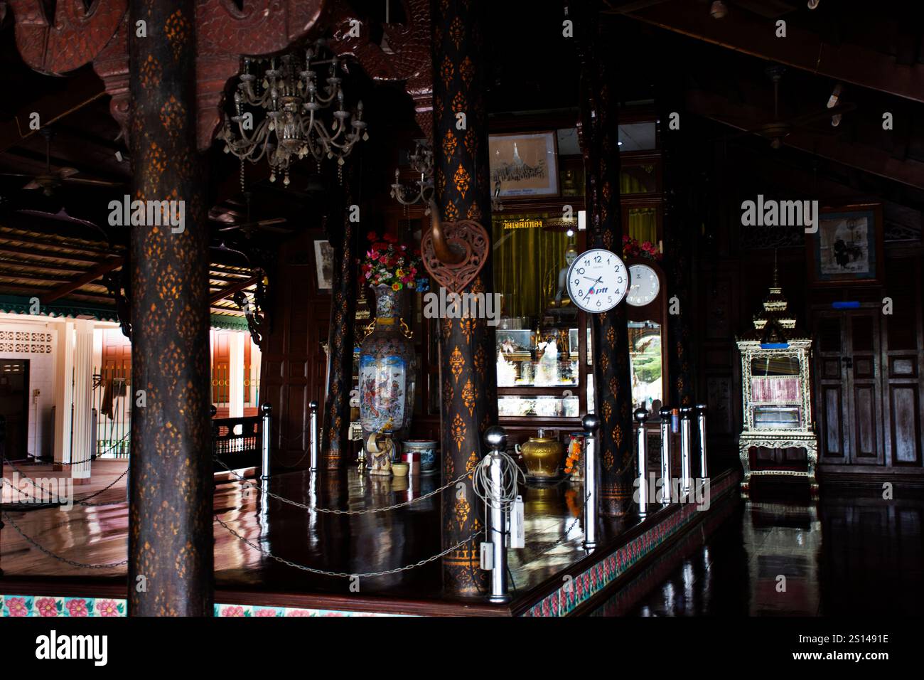 Ancient white jade buddha statue burma style in antique pavilion hall ...