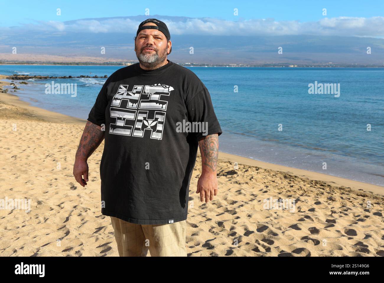 Joshua Kamalo, 43, is seen on the beach at Haycraft Park, Wednesday ...
