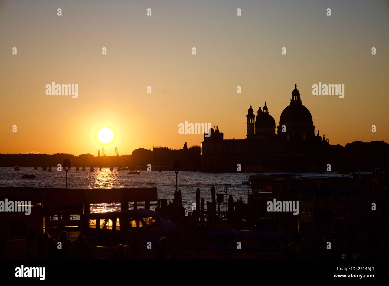 Venice, Italy. December 26, 2024. Sunset in Venice, Basilica Santa ...