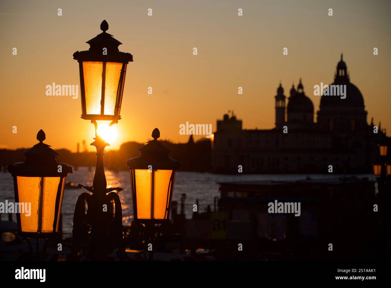 Venice, Italy. December 26, 2024. Sunset in Venice, Basilica Santa ...