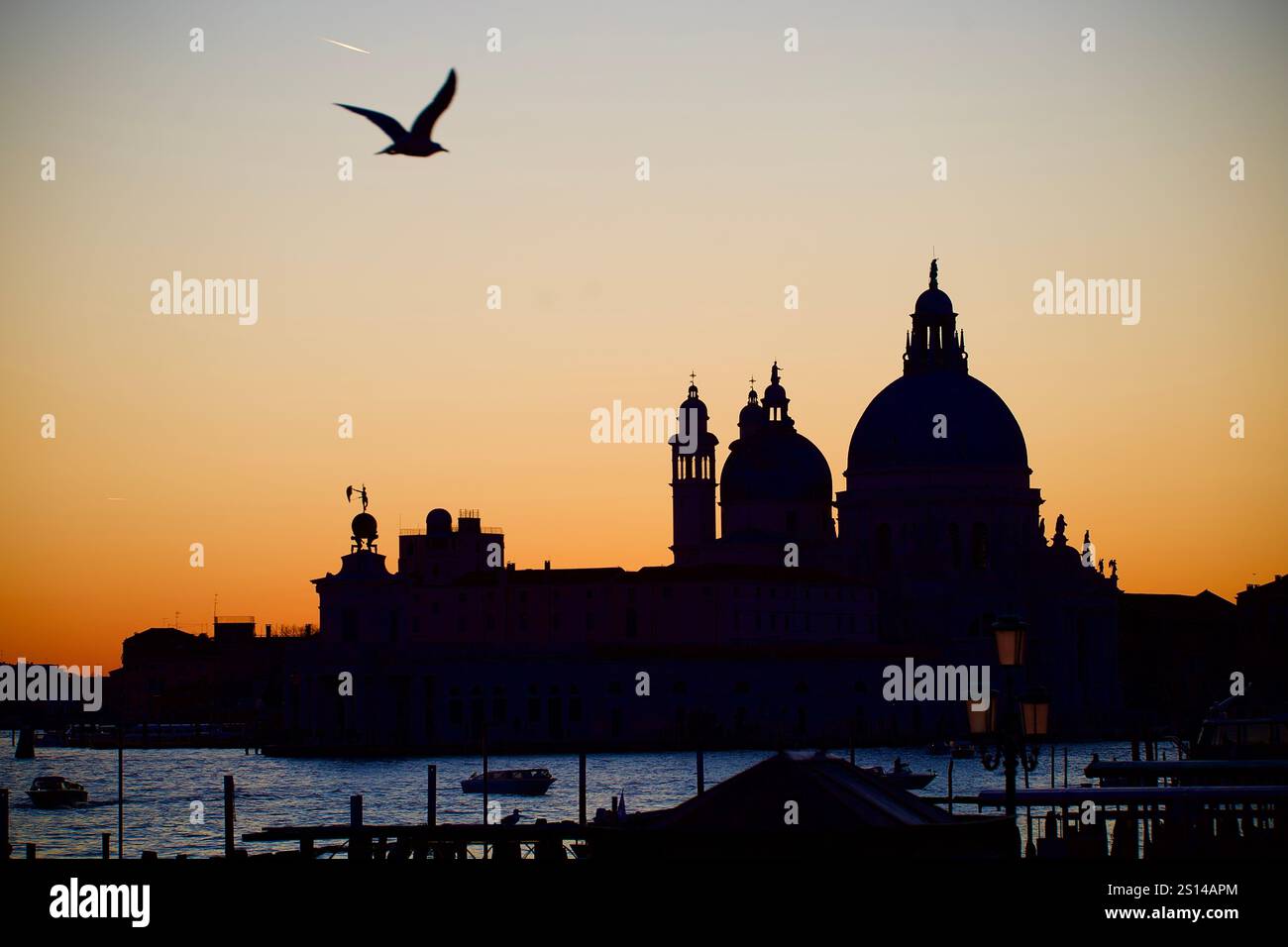 Venice, Italy. December 26, 2024. Sunset in Venice, Basilica Santa ...