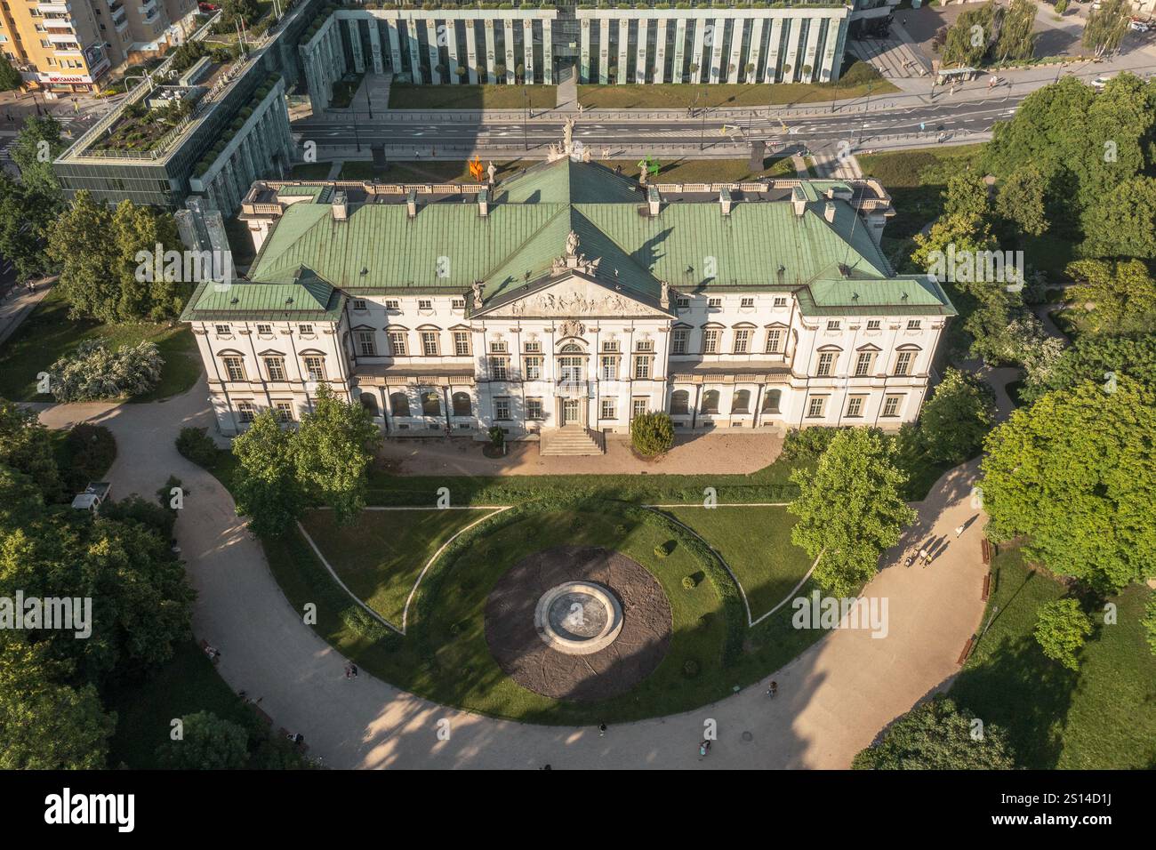 Krasinski Palace and National Library in Warsaw, Poland, view from ...