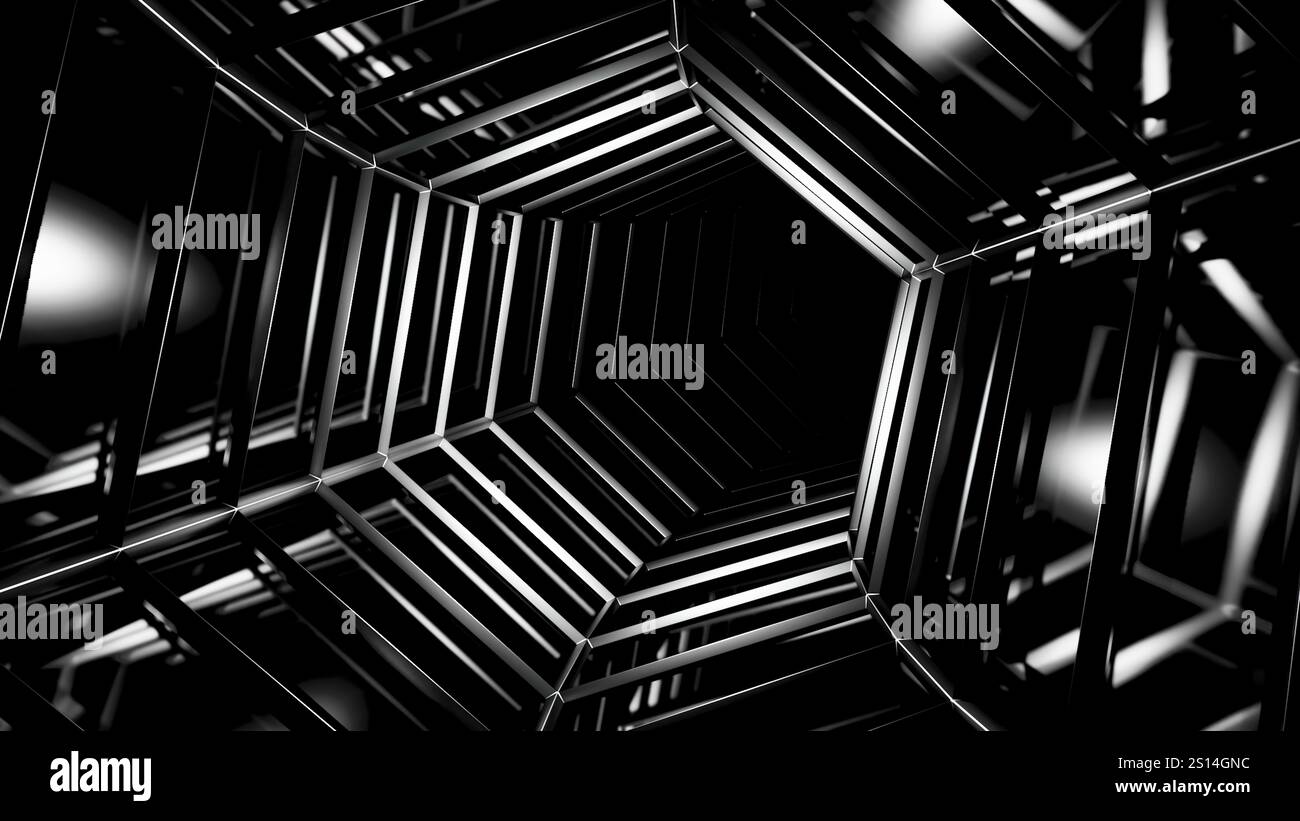 Experience a Futuristic Black Hexagonal Tunnel that features Stunning ...