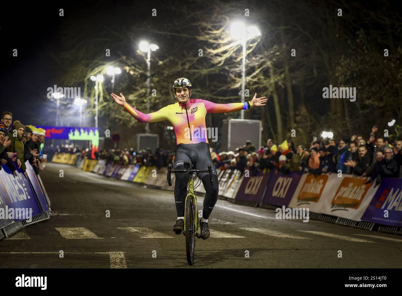 Diegem, Belgium. 30th Dec, 2024. Bas Tietema celebrates as he crosses ...