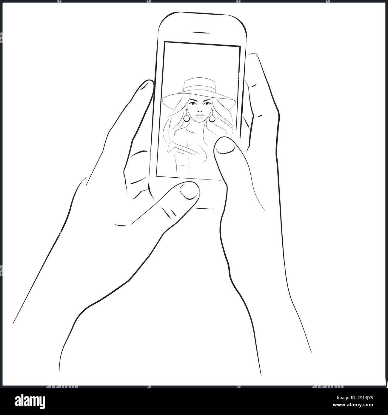 Hands Holding Smartphone with White Woman's Face in Video Call Stock ...