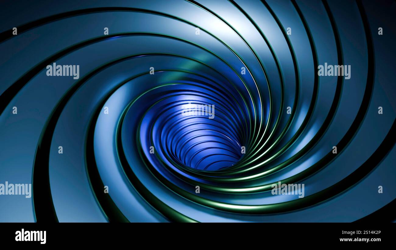 An Abstract Blue Spiral Tunnel featuring mesmerizing Light Effects in an artistic visual style ...