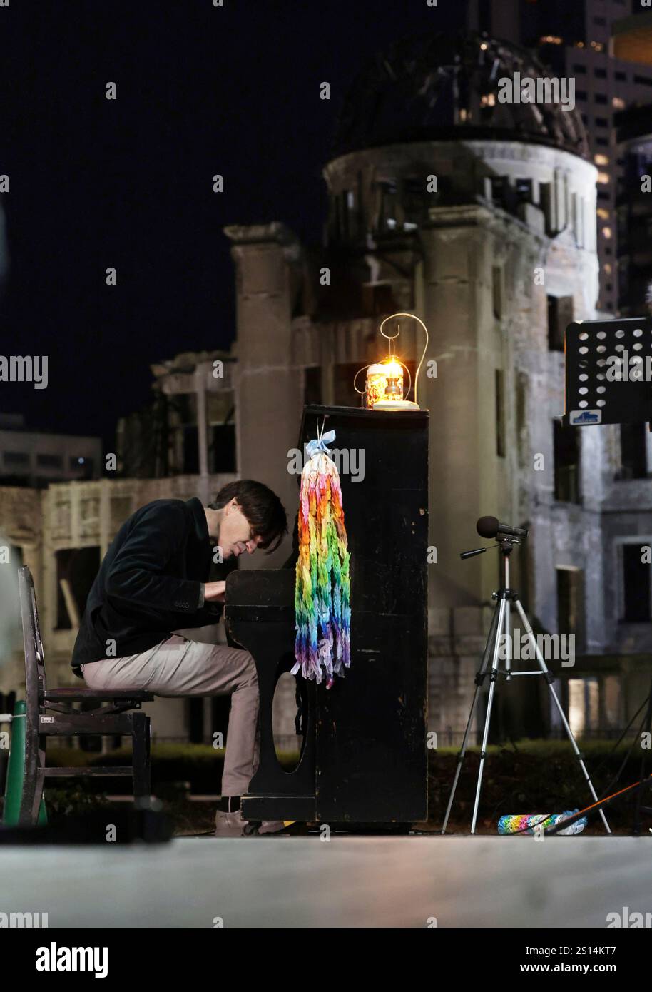 On New Year's Eve, December 31, 2024, A pianist plays the atomic-bombed ...