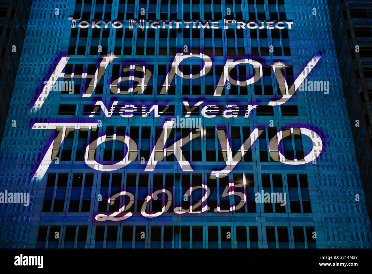 Tokyo, Japan. 31st Dec, 2024. A projection mapping is displayed on the ...
