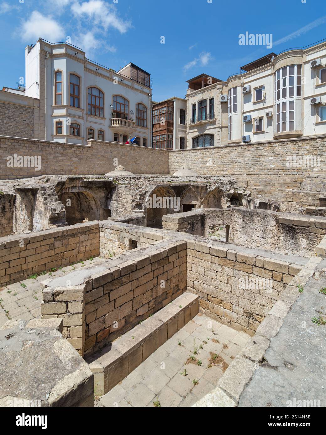 Panoramic view of the remnants of the Shirvanshahs Palace bathhouse in ...