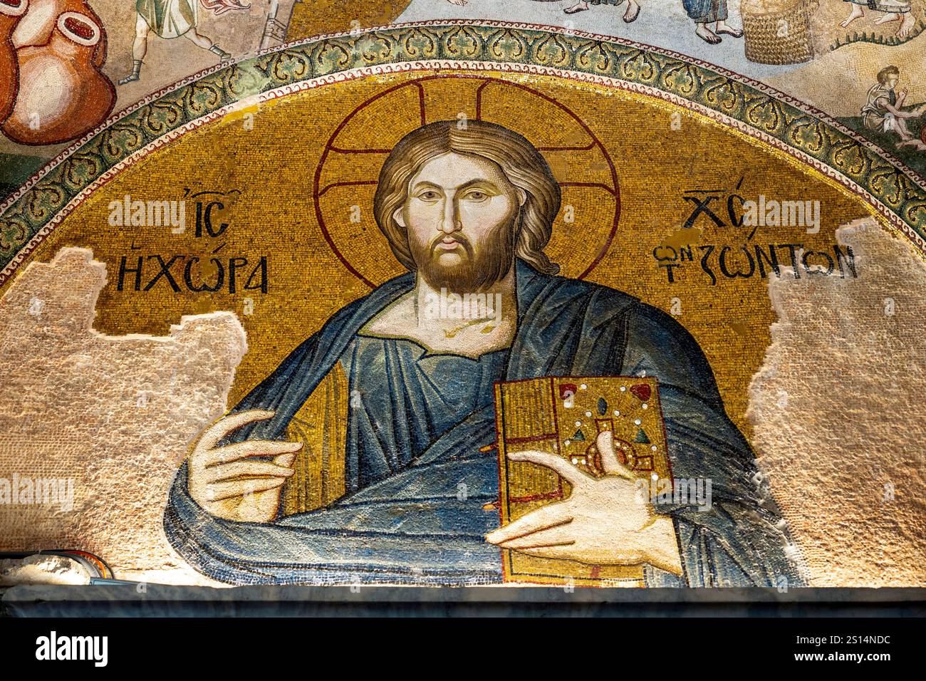 Turkiye. Istanbul. A partially restored ancient Art Byzantine mosaic ...