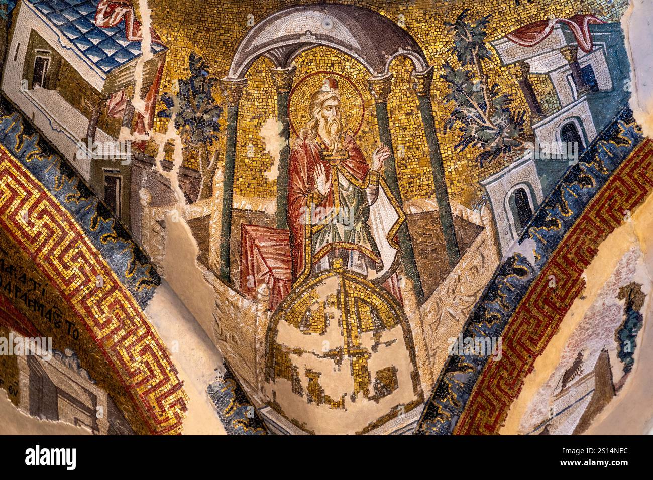 Turkey. Istanbul. Detail of a partially restored Byzantine mosaic ...