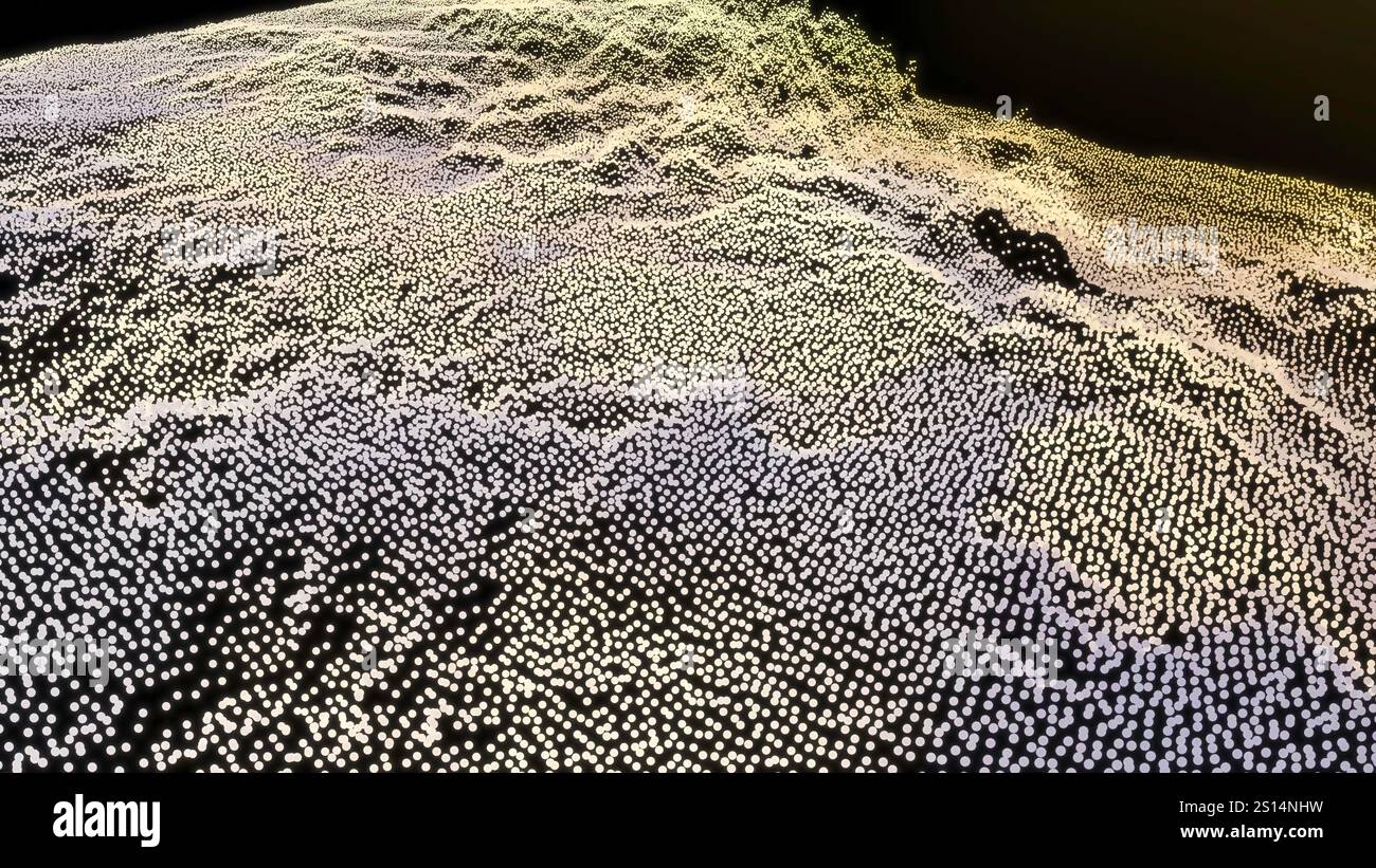 The video blends CGI with art, featuring dots, bubbles, and snow ...