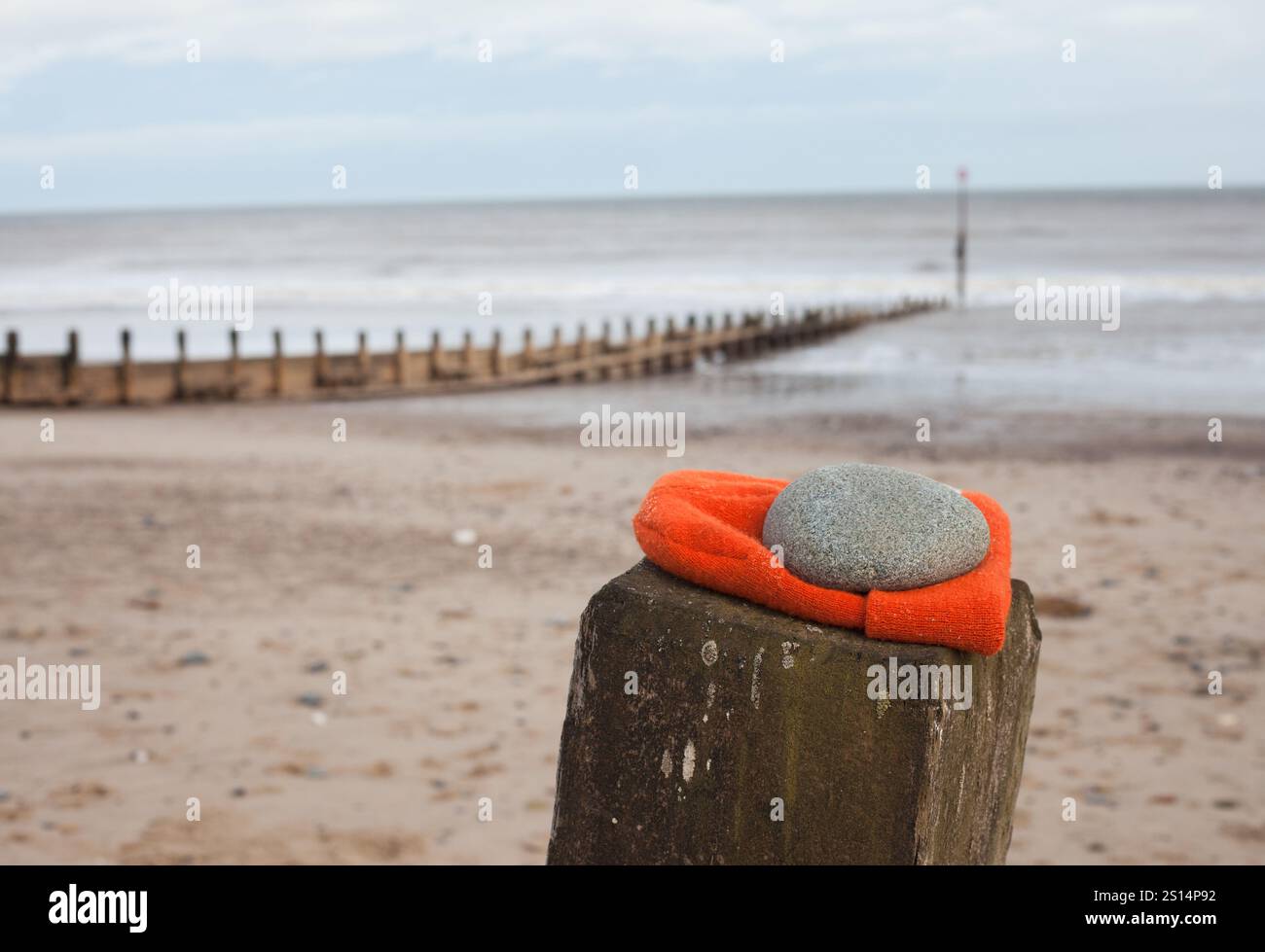 Lost orange wooly beany Benny hat at Hornsea beach, East Yorkshire ...