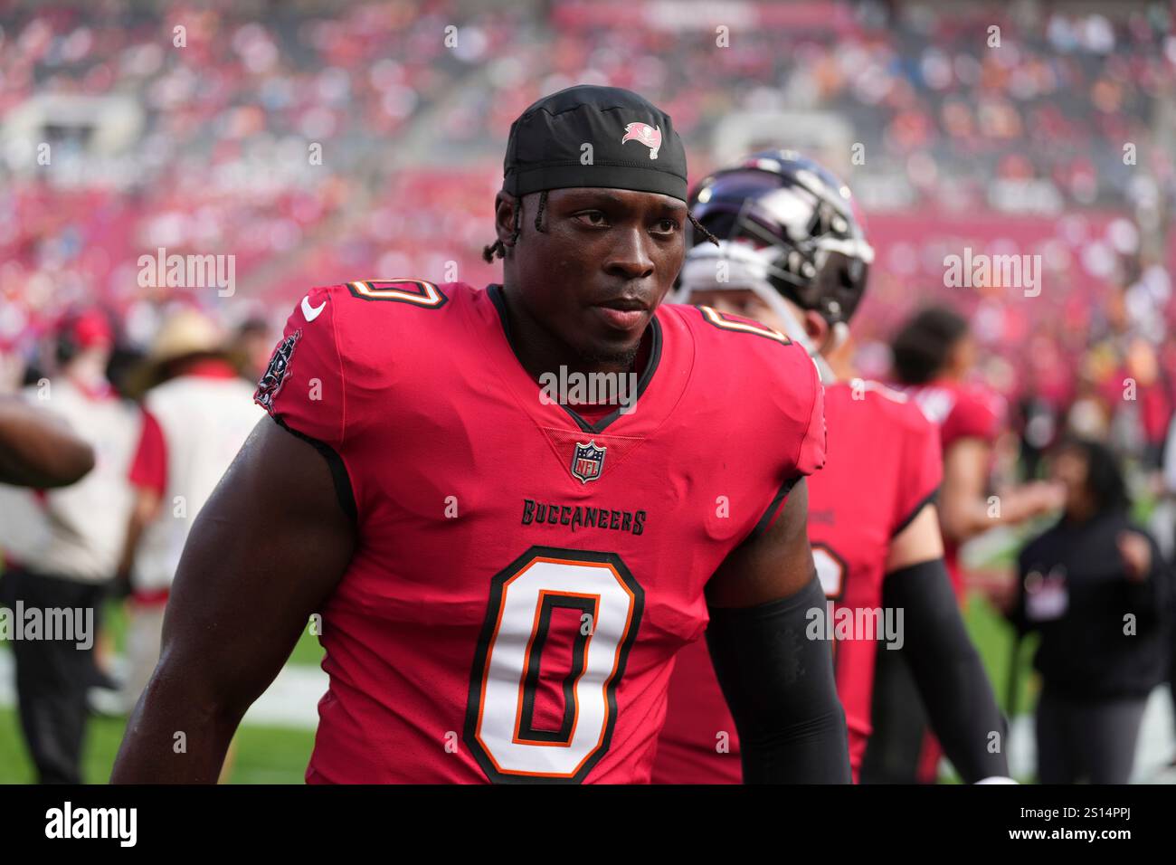 Tampa Bay Buccaneers linebacker Yaya Diaby (0) leaves the field ...