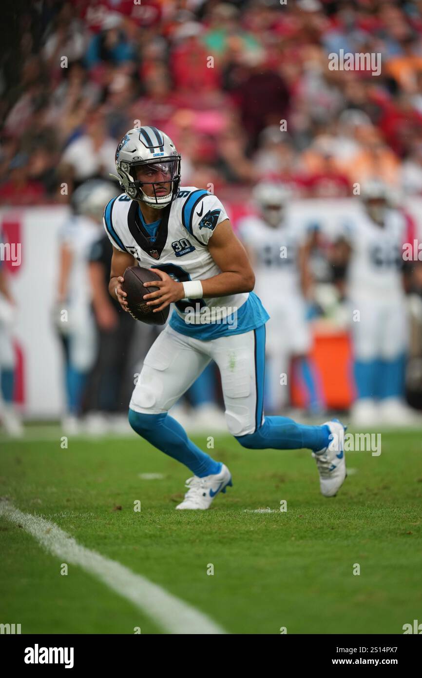 Carolina Panthers quarterback Bryce Young (9) look son ran open ...
