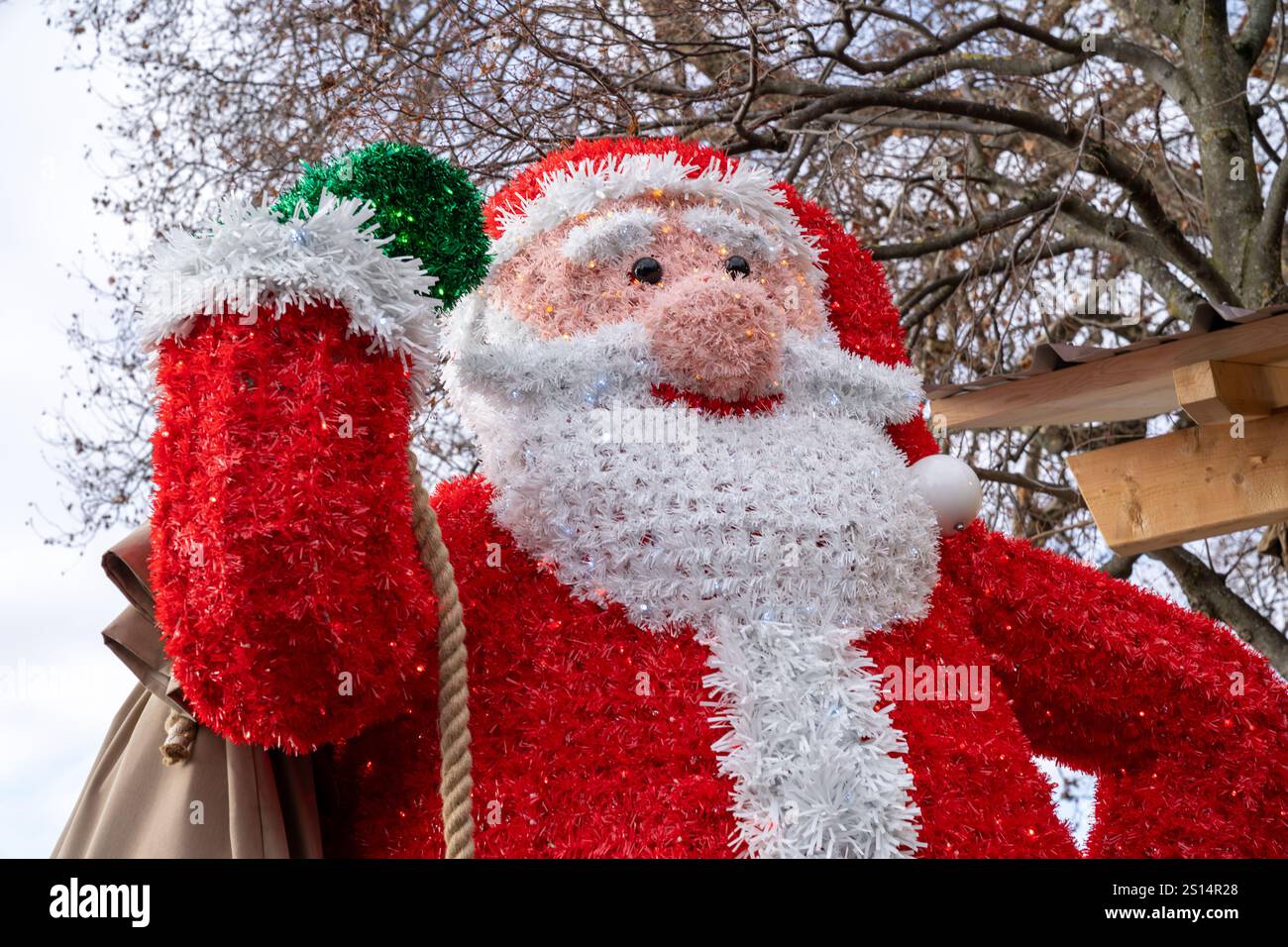 Large Santa Claus lighted decoration for Christmas Stock Photo - Alamy