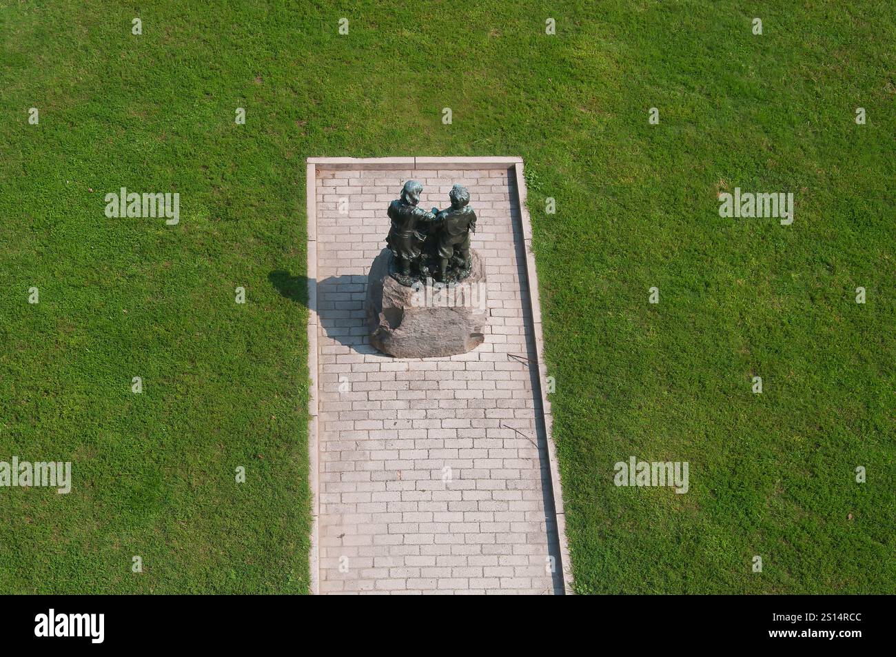 the back of a statue as seen from above at Patterson Park in Baltimore ...