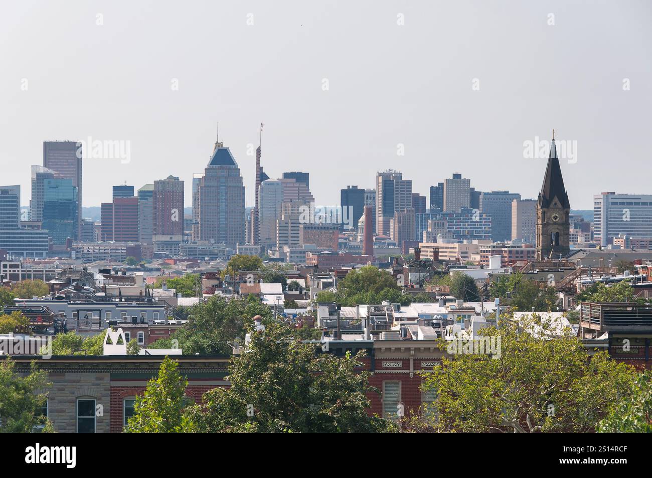 an aerial view of the city of baltimore from hampstead hill in ...