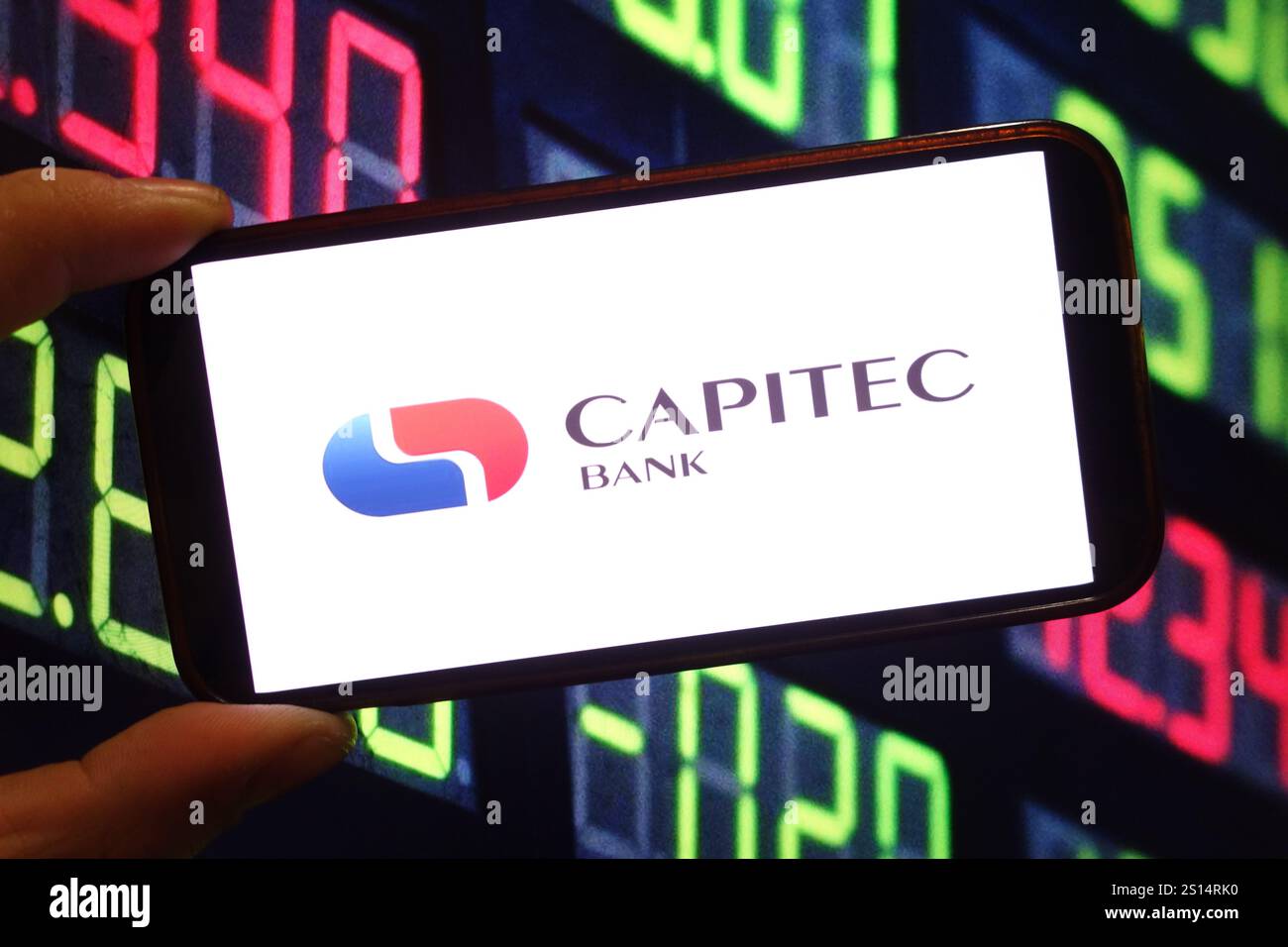 In this photo illustration, the Capitec Bank company logo is seen ...