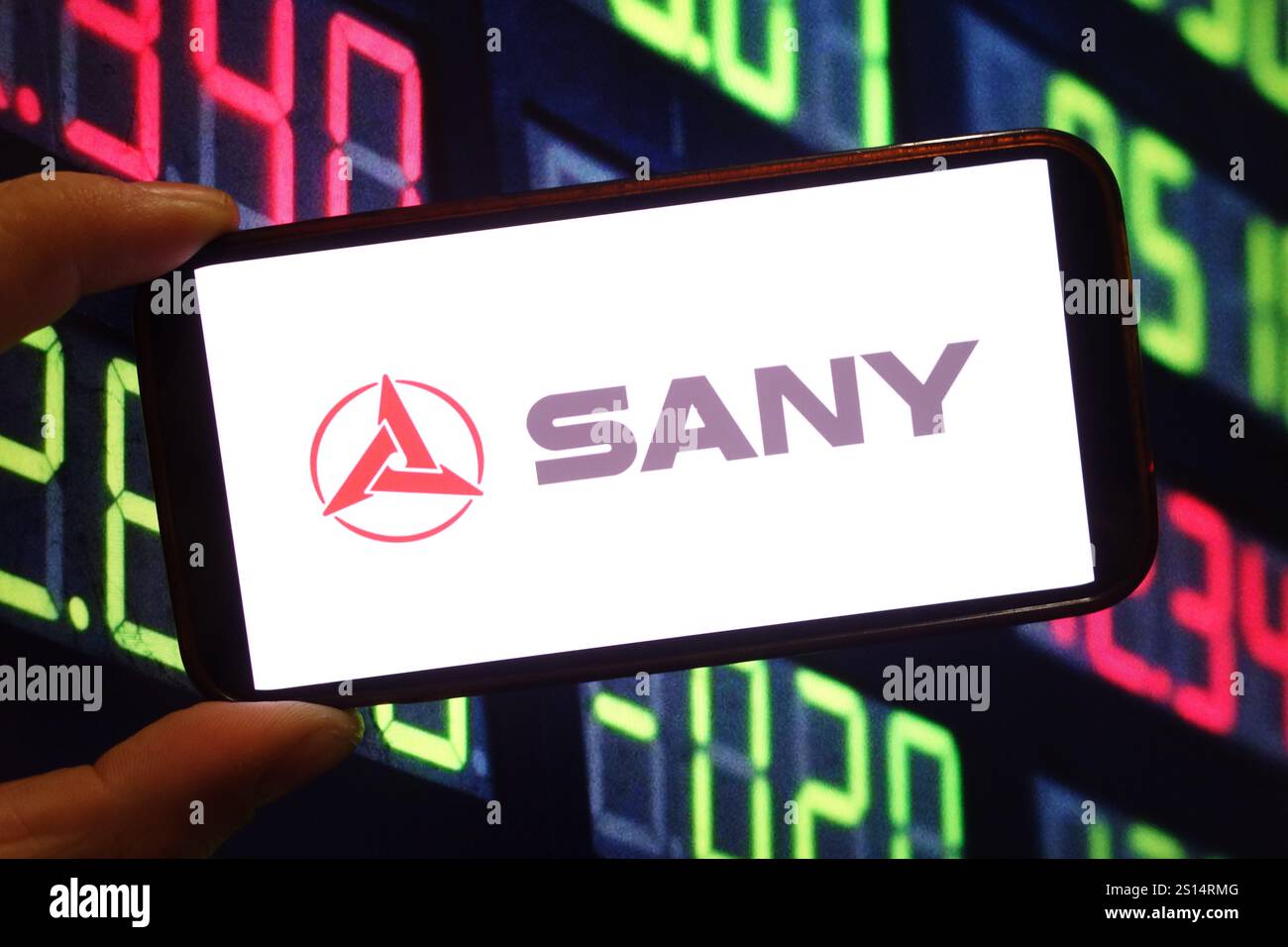 In this photo illustration, the Sany Heavy Industry company logo is ...